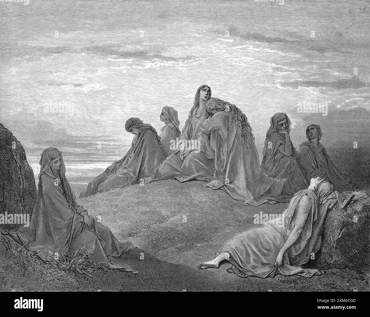 Wood Engraving of The Daughters of Israel Lamenting the Daughter of ...