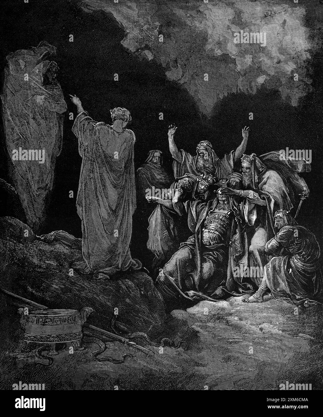 Wood Engraving of Saul and the Witch of Endor by Gustave Dore - Saul ...