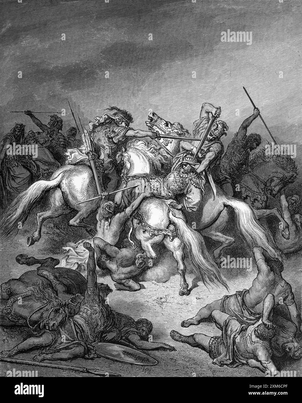 Wood Engraving of Abishai Saves the Life of David by Gustave Dore 2 ...