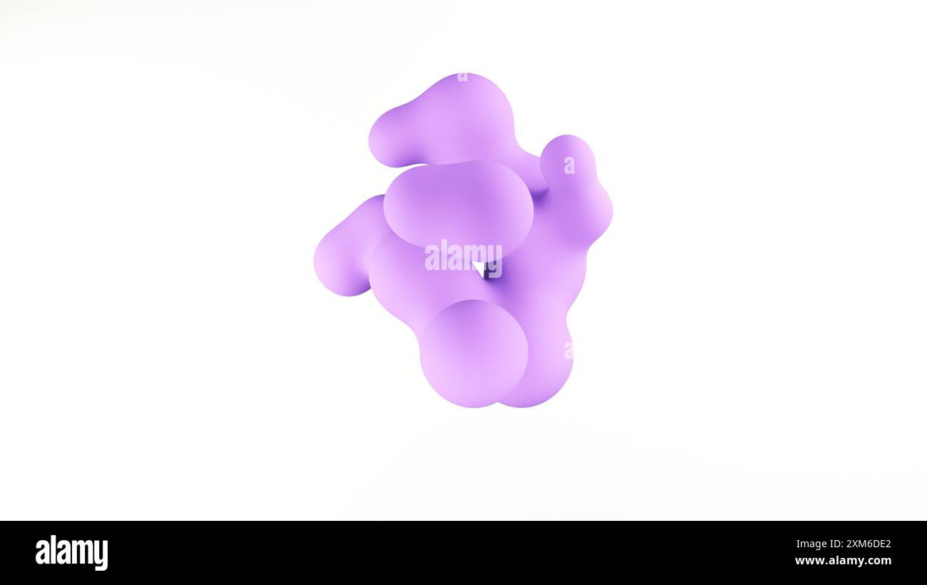 3D illustration of abstract liquid smooth volume object with violette ...