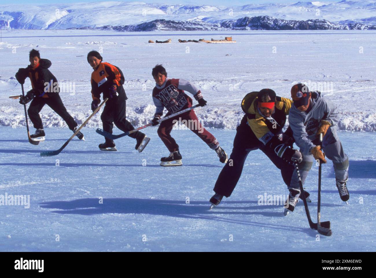 Children playing hockey, Arctic Bay, Nunavut, Canada Stock Photo - Alamy