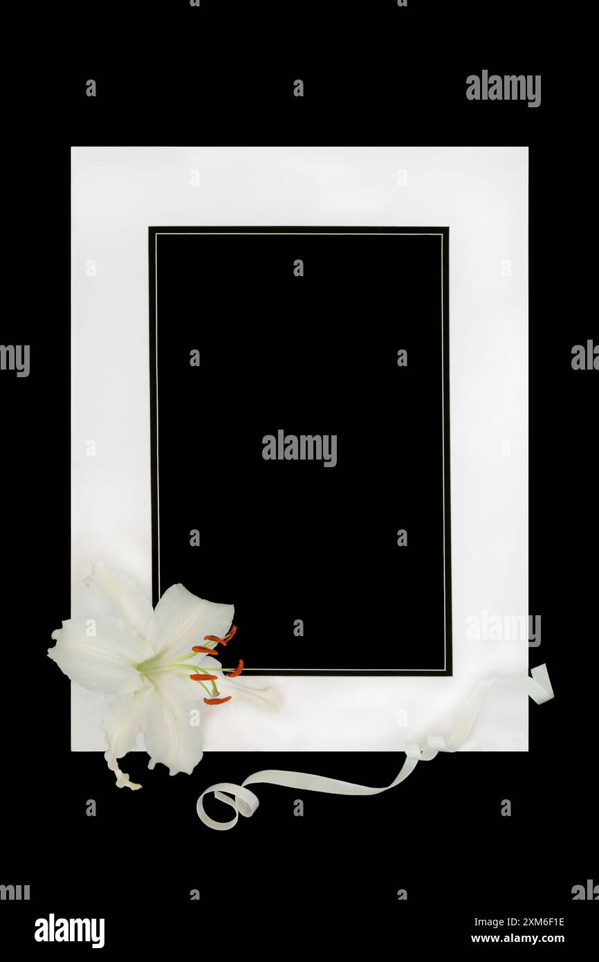 In deepest sympathy lily flower memorial card. White lily flower ...