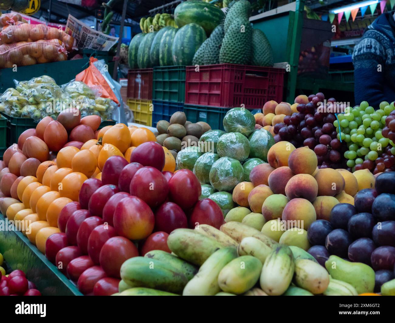 Bogota, Colombia - Dec, 2022: Variety of fruits at the Paloquemao ...