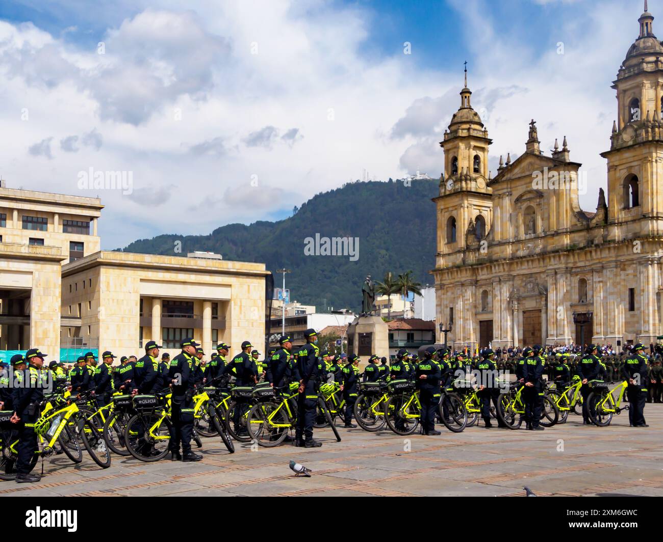 Bogota, Colombia - Oct, 2022: The assembly of police cadets in the main ...
