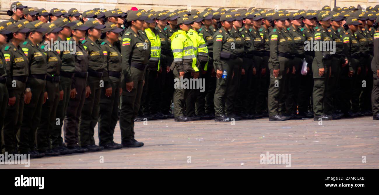 Bogota, Colombia - Oct, 2022: The assembly of police cadets in the main ...