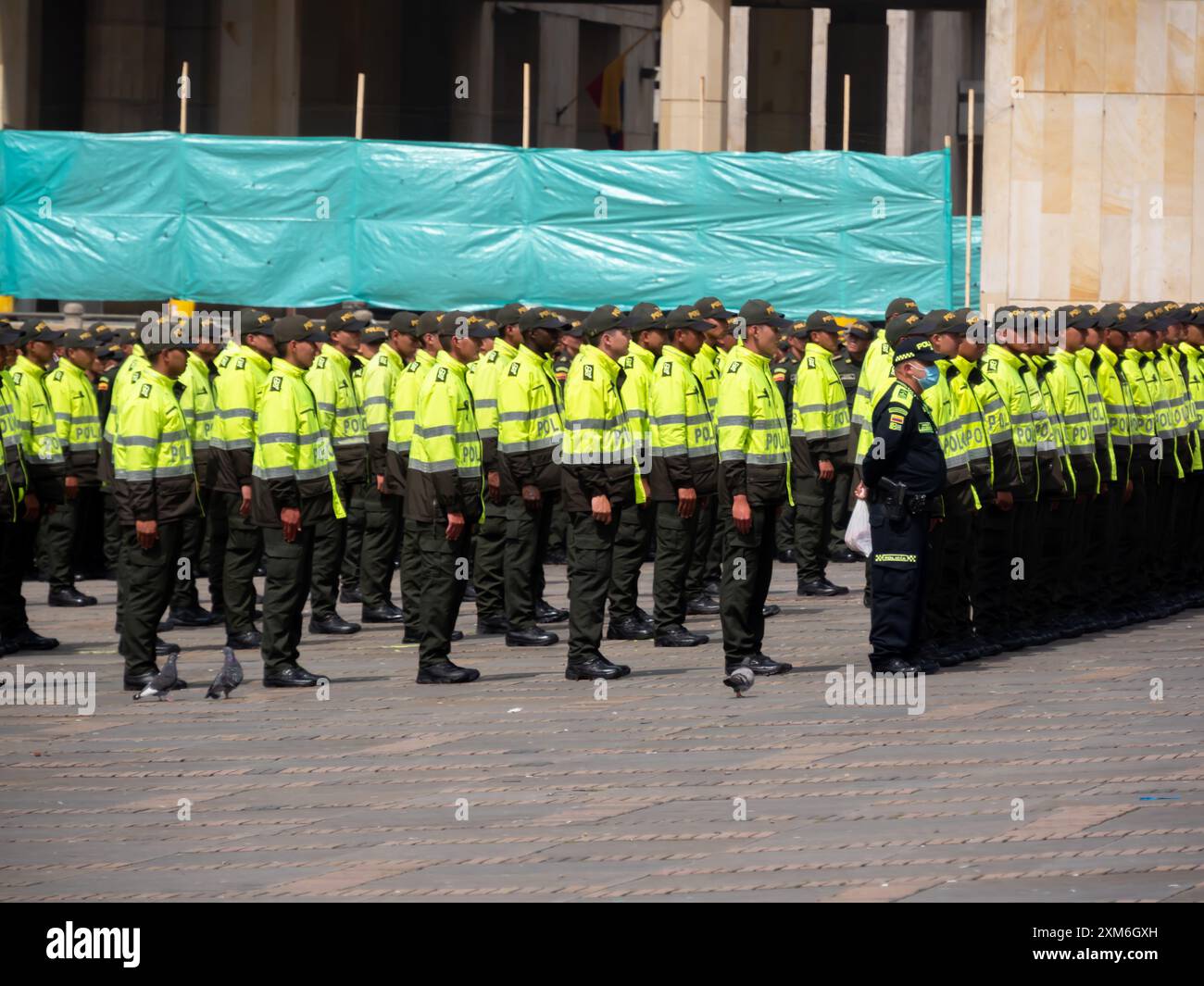 Bogota, Colombia - Oct, 2022: The assembly of police cadets in the main ...