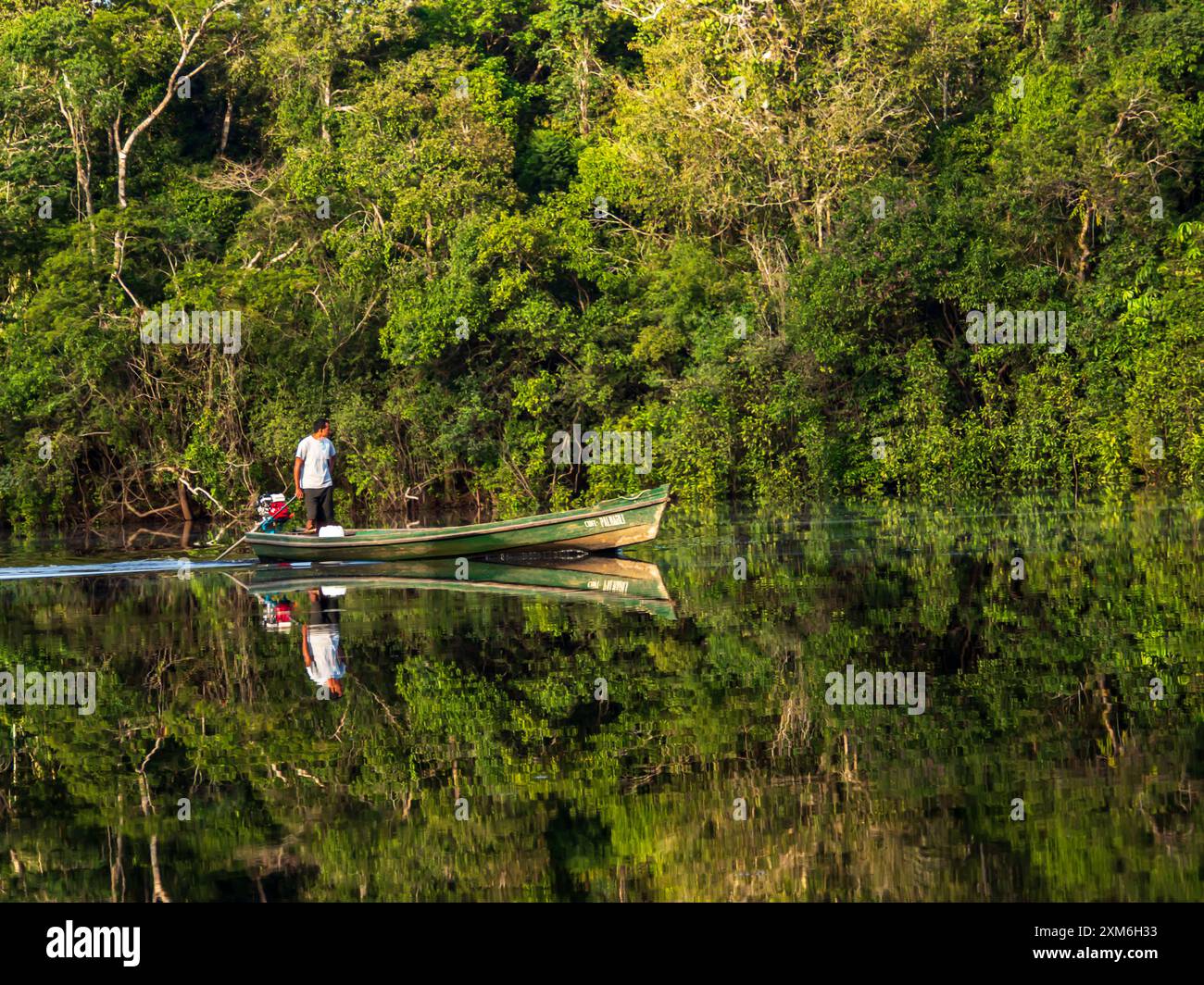 Javari Valley, Amazonia - Dec, 2022: Wooden boat in the morning on the ...