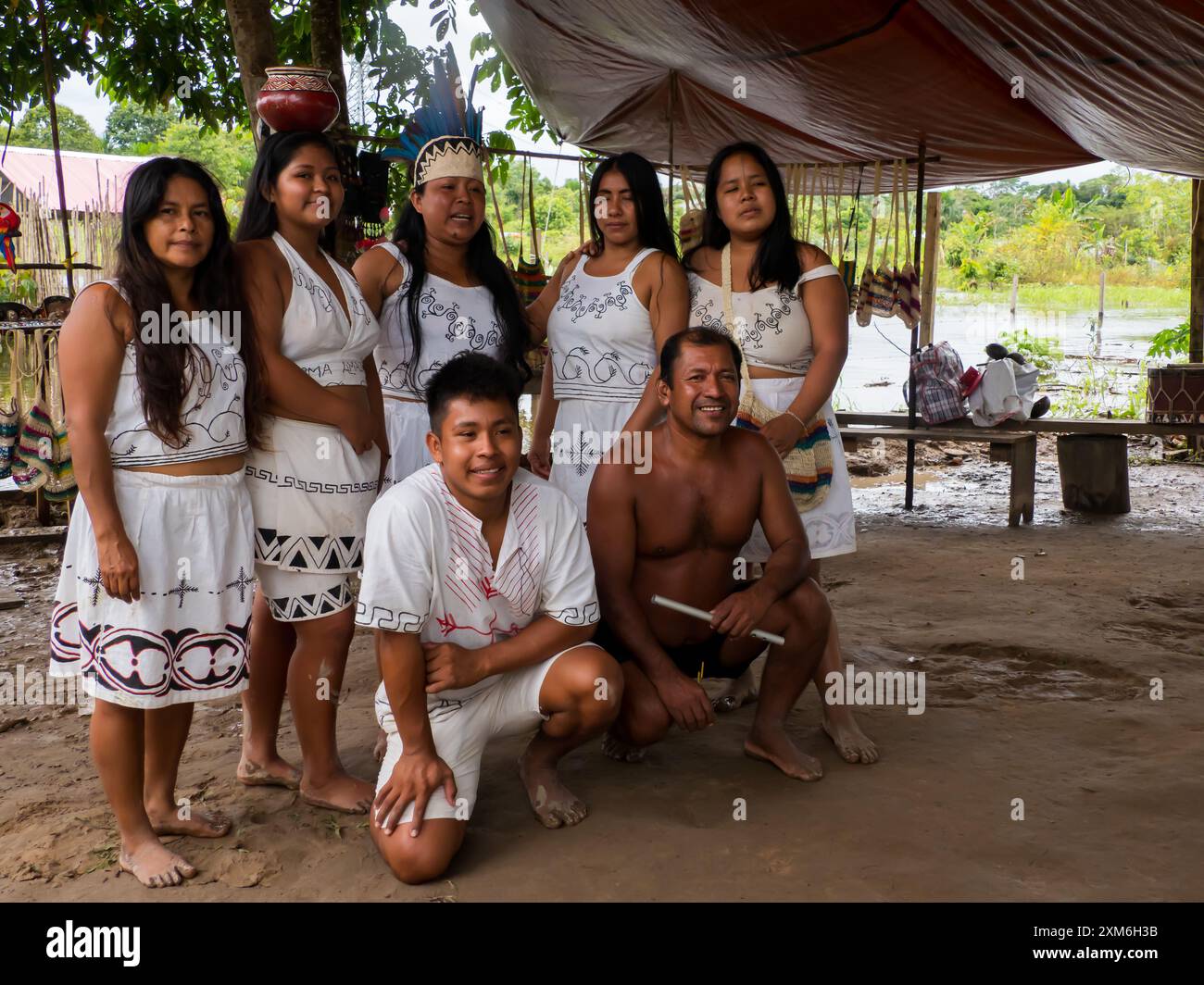 Iquitos, Peru- April, 2022: Indian from Kukama (Kokama) tribe in his ...