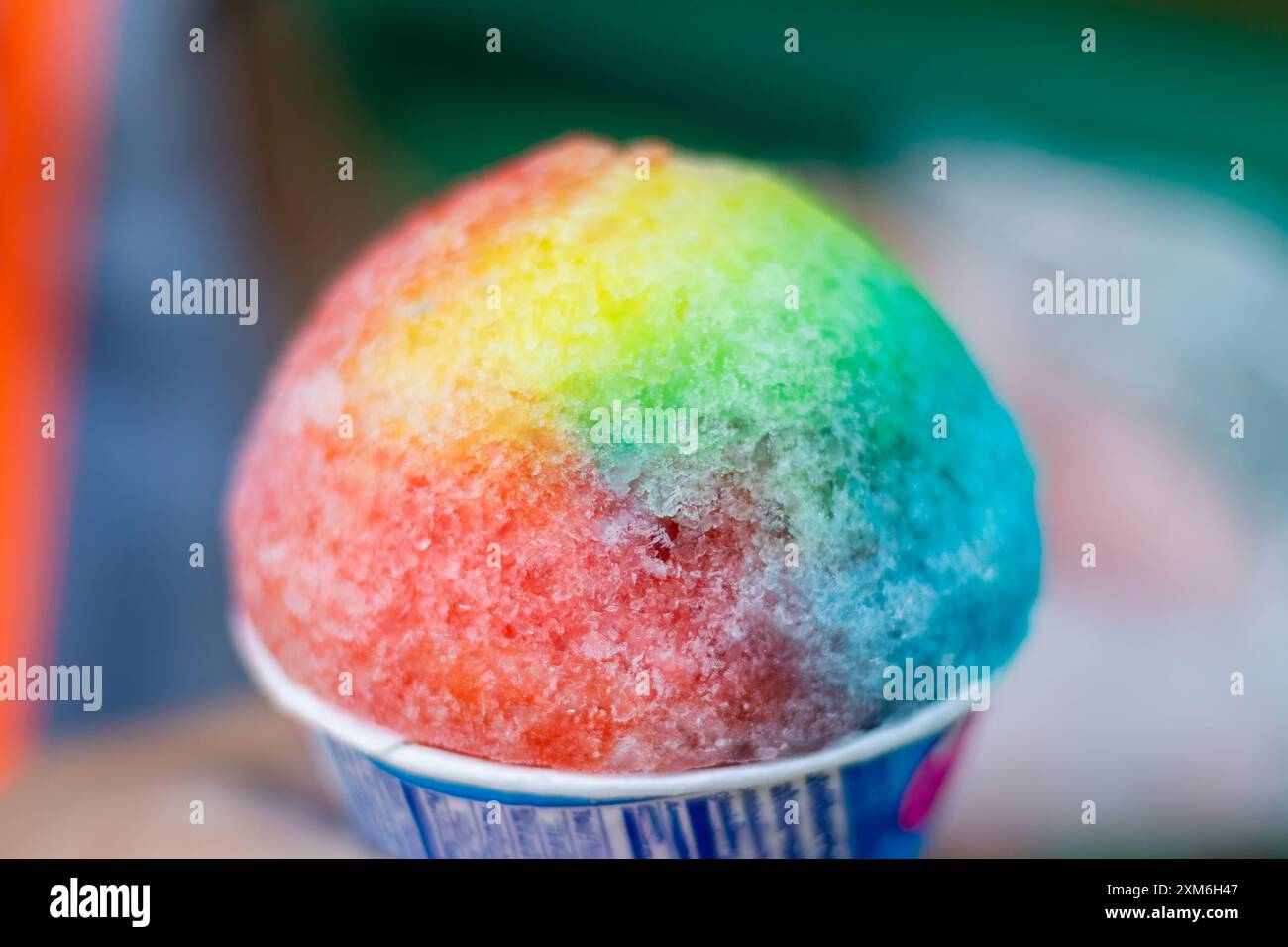 Colorful Rainbow Shaved Ice in a Paper Cup Stock Photo - Alamy