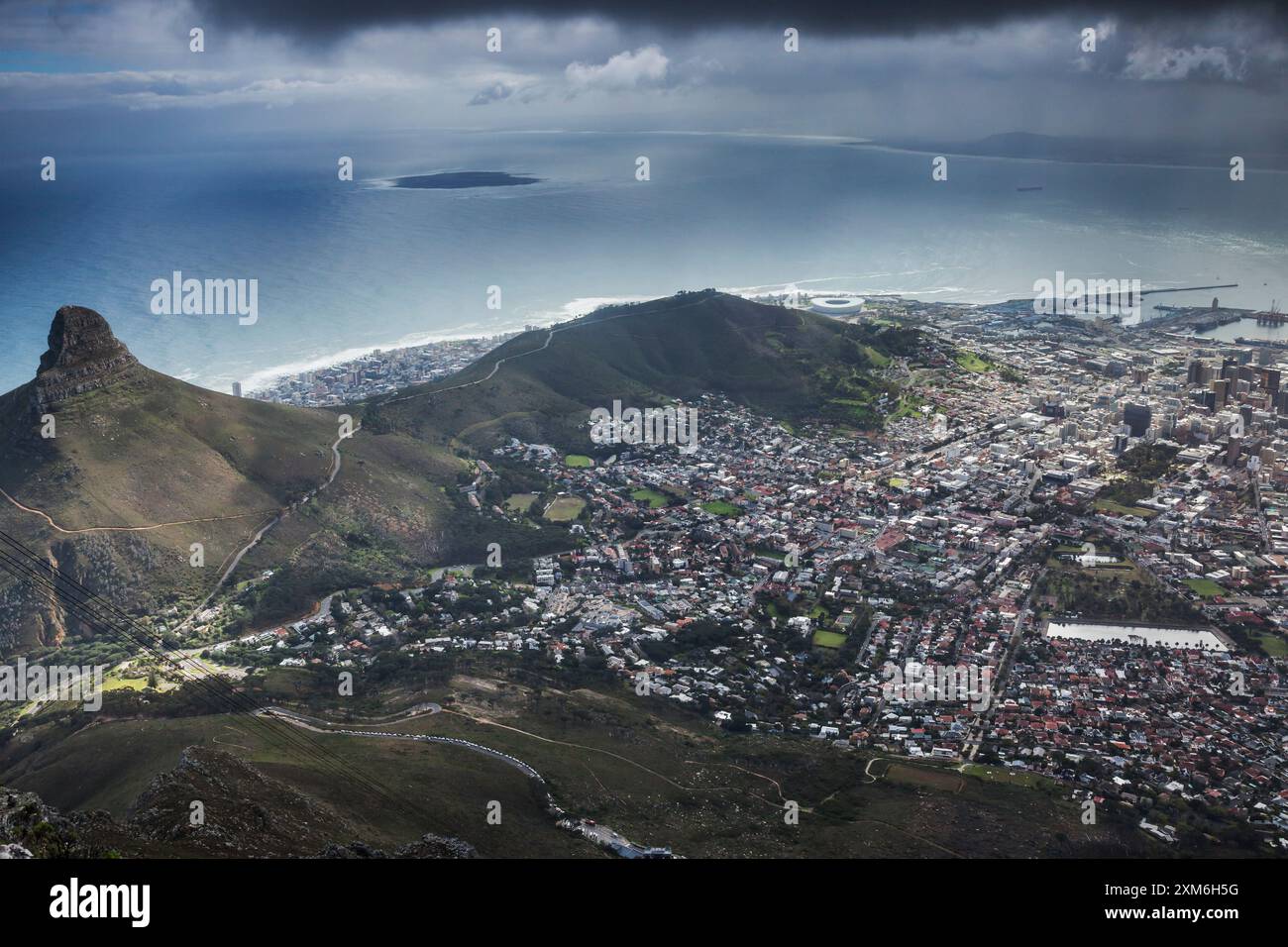 Aerial panoramic view of Cape Town, the Lion’s Head Mountain and the ...