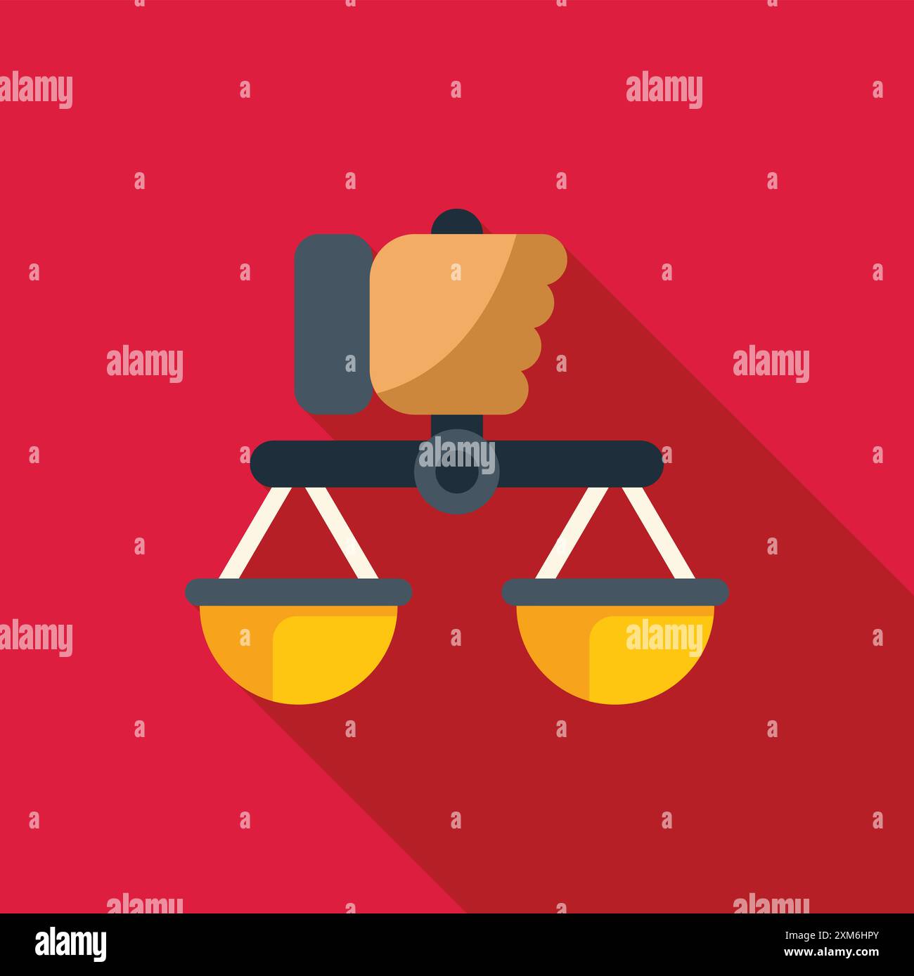 Hand holding balance scales, representing the concept of justice and ...