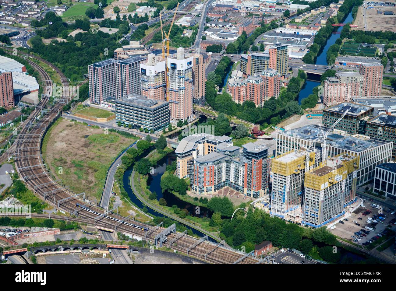An aerial view of Leeds city Centre west end showing new residential ...