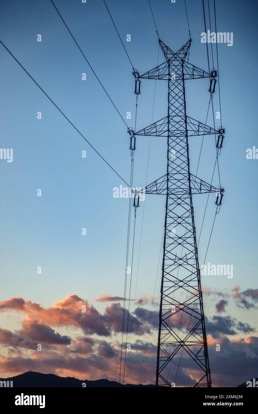 Electricity pylon also overhead line pylon. Construction forms windows ...