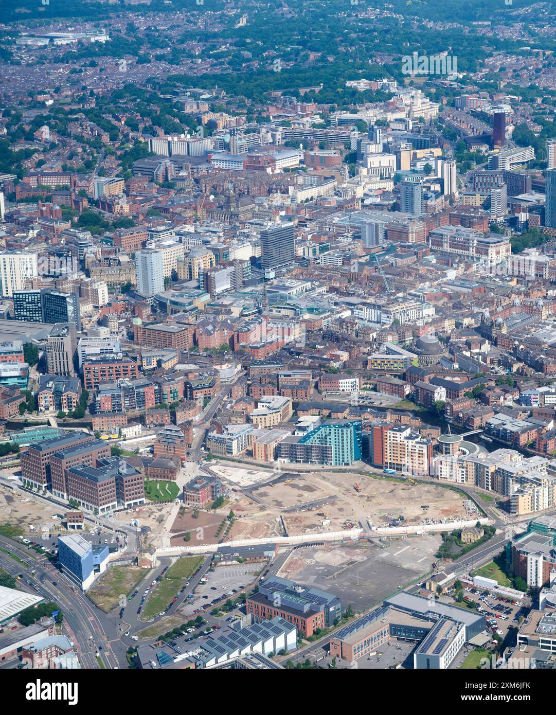 An aerial panoramic view of Leeds city Centre, from the south, West ...