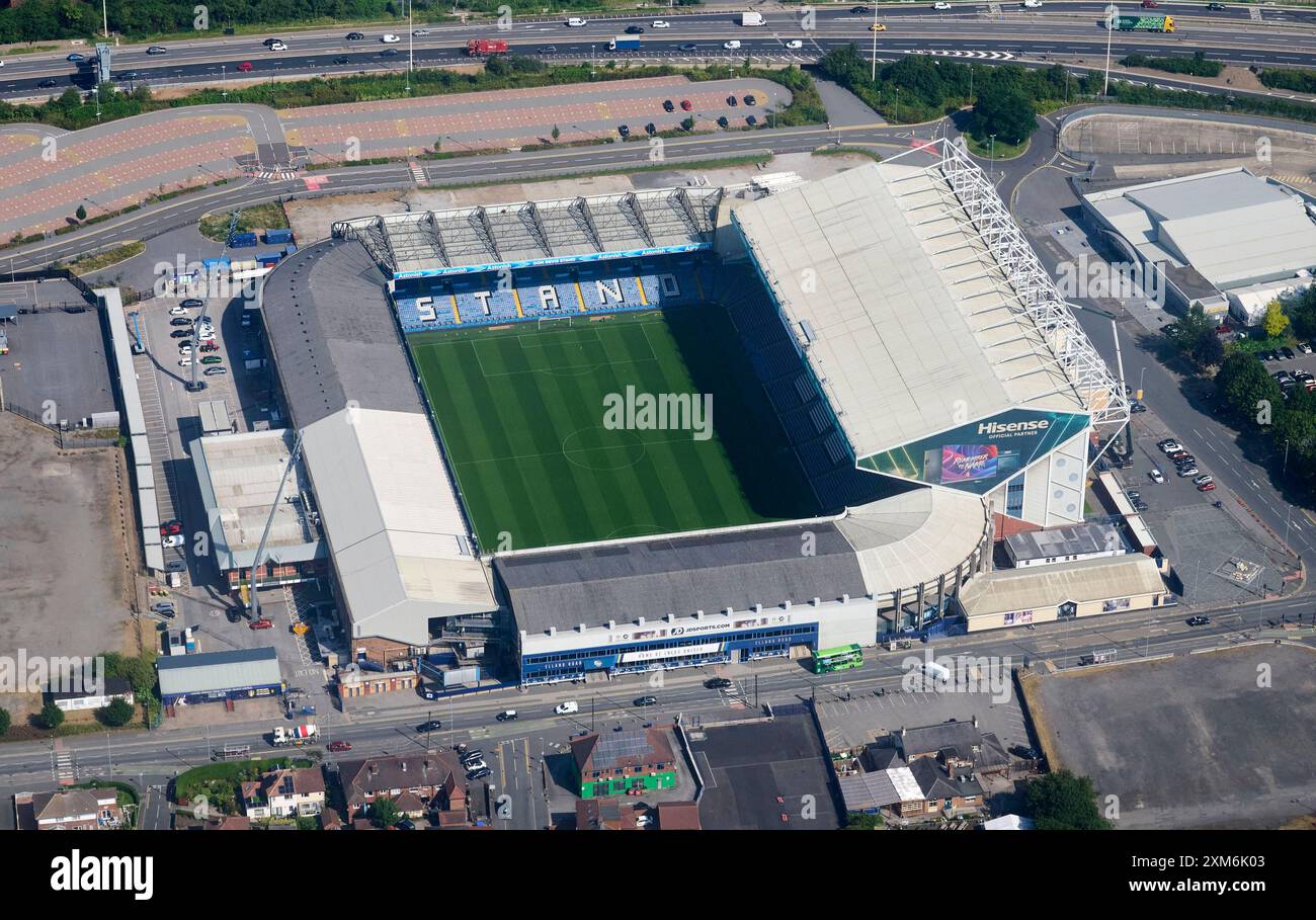 An aerial photograph of Leeds United Elland Road Football Stadium, west ...