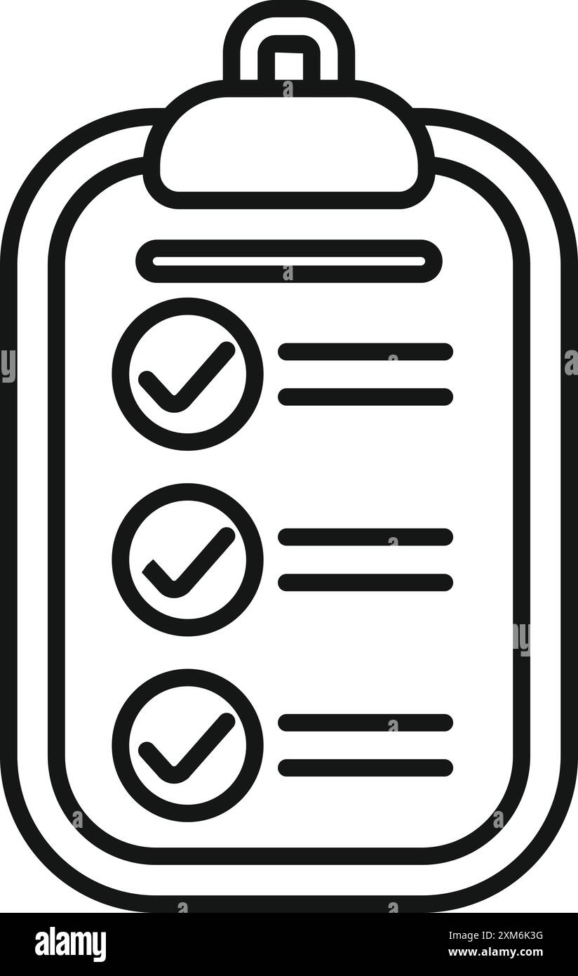 Clipboard showing completed checklist icon thin line vector ...