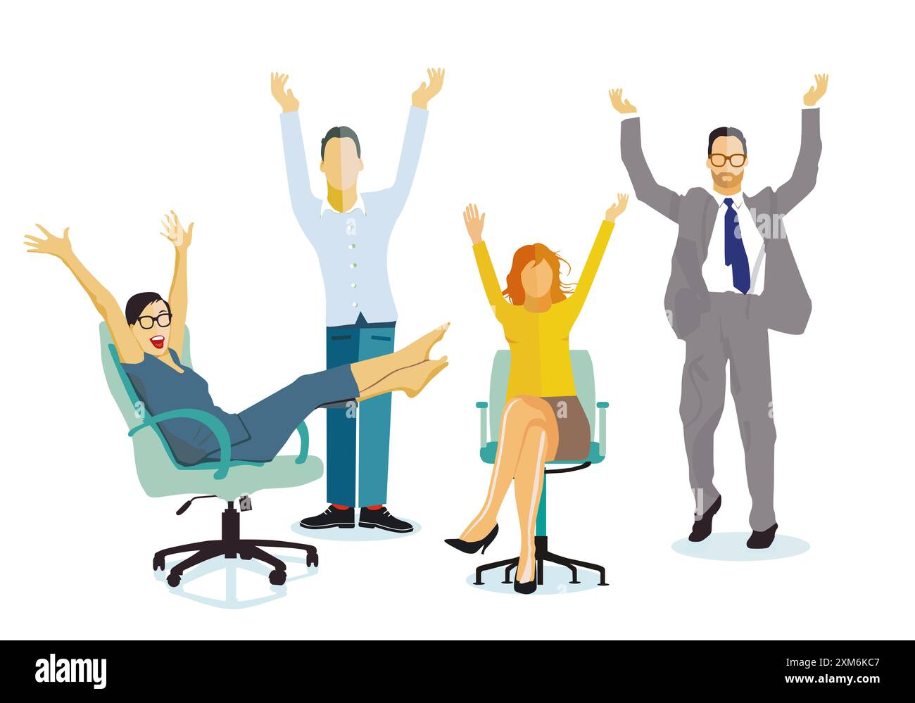 four people are happy, illustration Stock Photo - Alamy