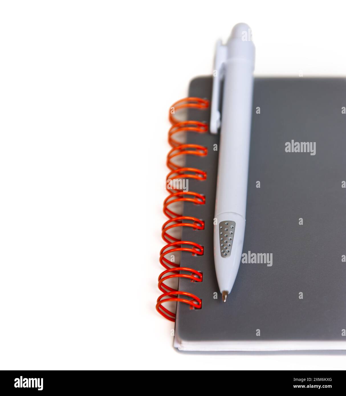 wire notebook and pen on white background mockup Stock Photo - Alamy