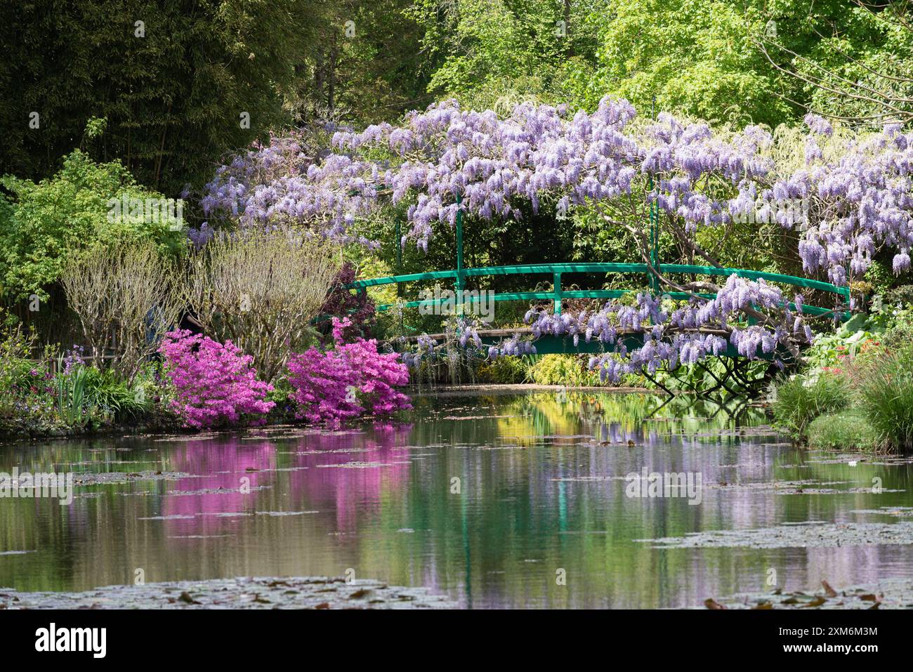 France Giverny Monet's garden spring May, green bridge and beautiful ...