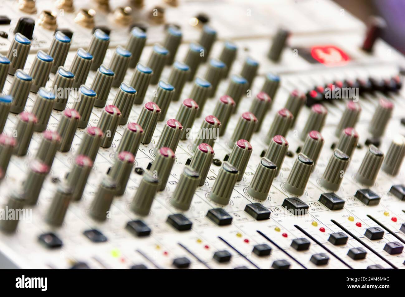 analog knobs audio mixer, panel equalizer amplifier Stock Photo - Alamy