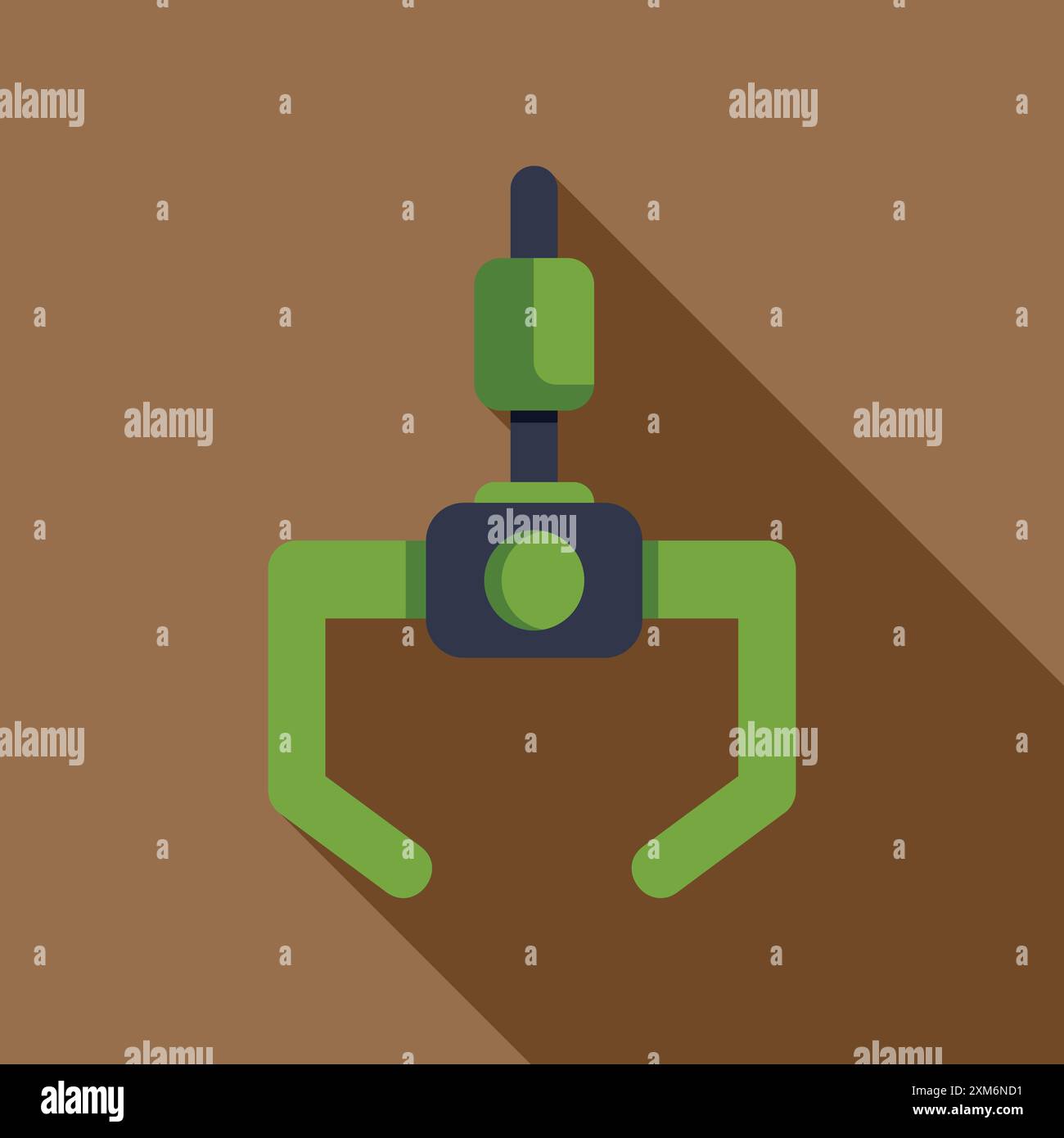 Robot arm grabber picking up object flat design illustration with long ...