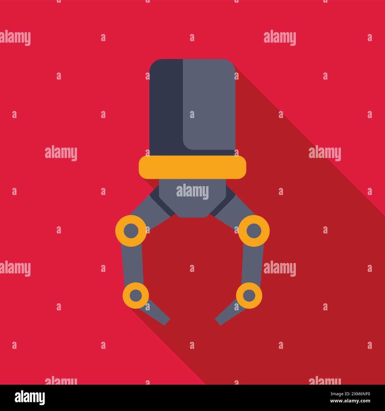 Mechanical robot arm gripper holding with three fingers on red ...