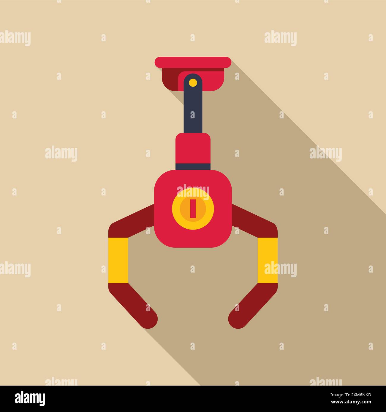 Red robotic arm holding something with three fingers, automation in ...