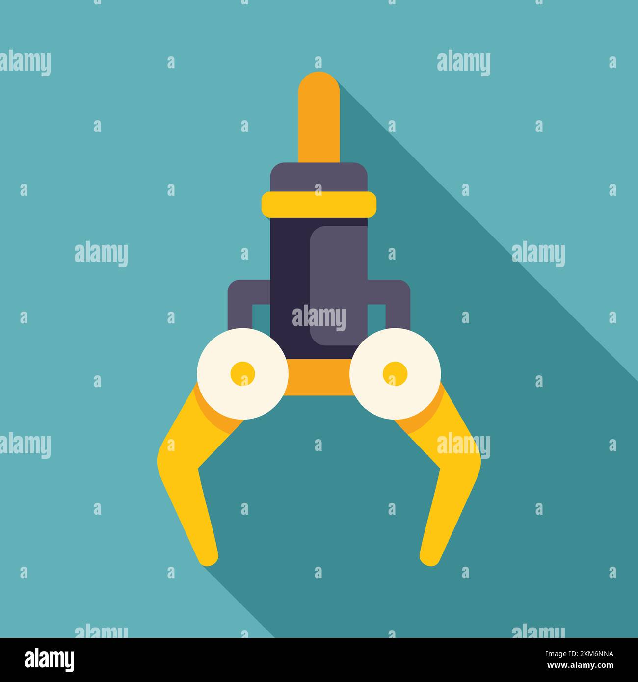 Industrial robot arm lifting, holding, carrying, moving object flat ...