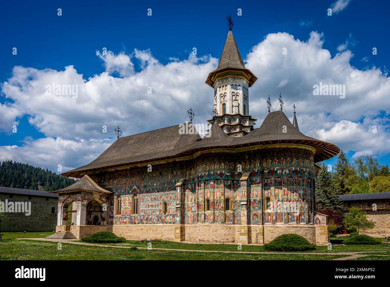 The Sucevița Monastery in Romania, famed for its detailed frescoes and ...