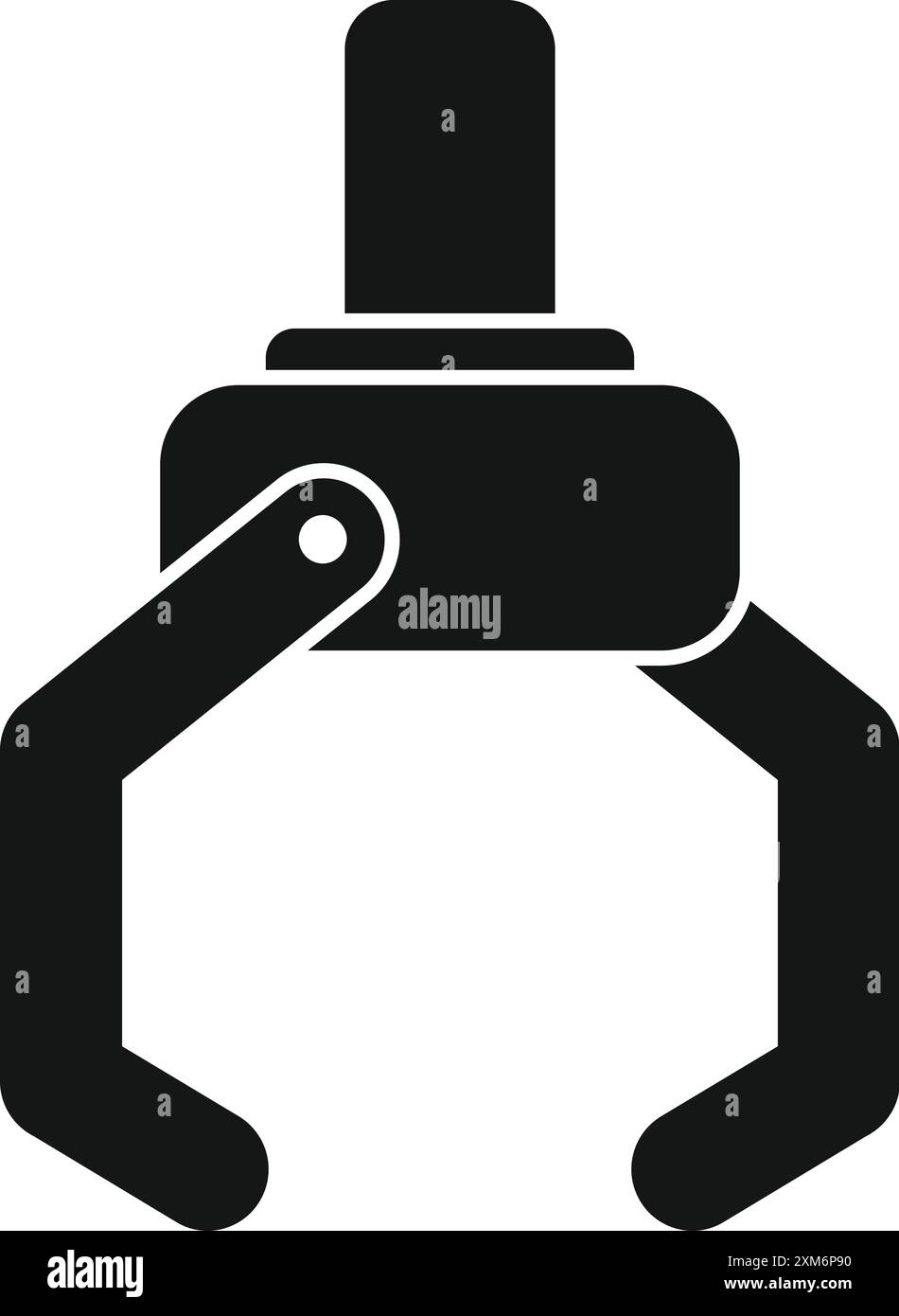 Industrial robot arm picking up object silhouette icon in simple style ...