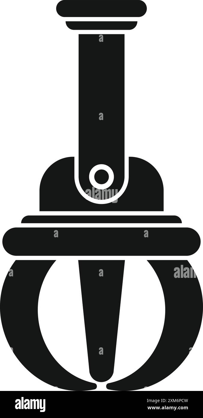 Black silhouette of a mechanical grabber from an excavator holding ...