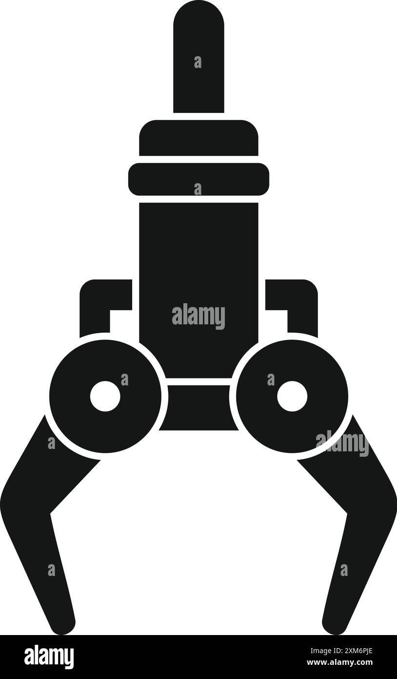 Simple, bold icon of a robotic arm holding an object with its claws ...