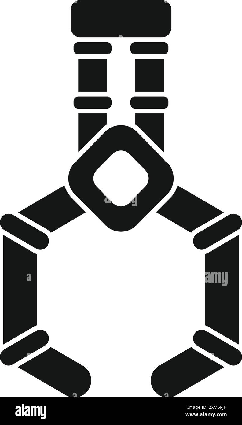 Industrial robot arm gripper holding object silhouette icon, automation ...