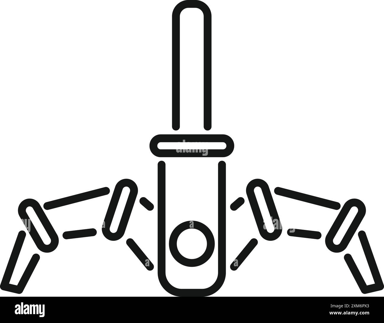 Line icon of a robotic arm handling a test tube, representing ...