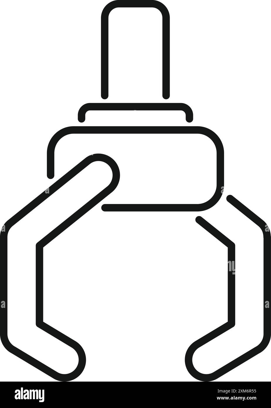 Simple line icon representing a robotic arm holding an object ...