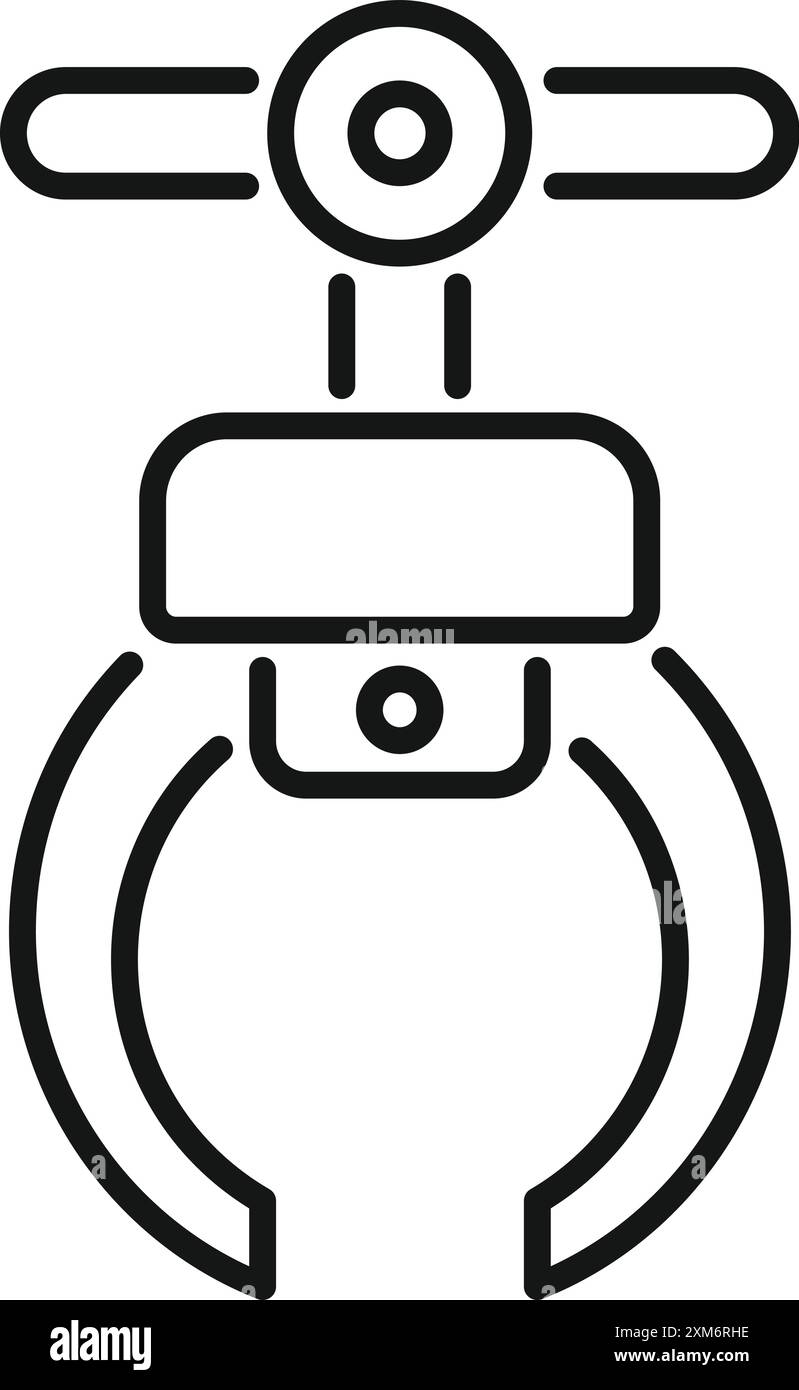Industrial robot arm holding object with sensor icon, line style Stock ...