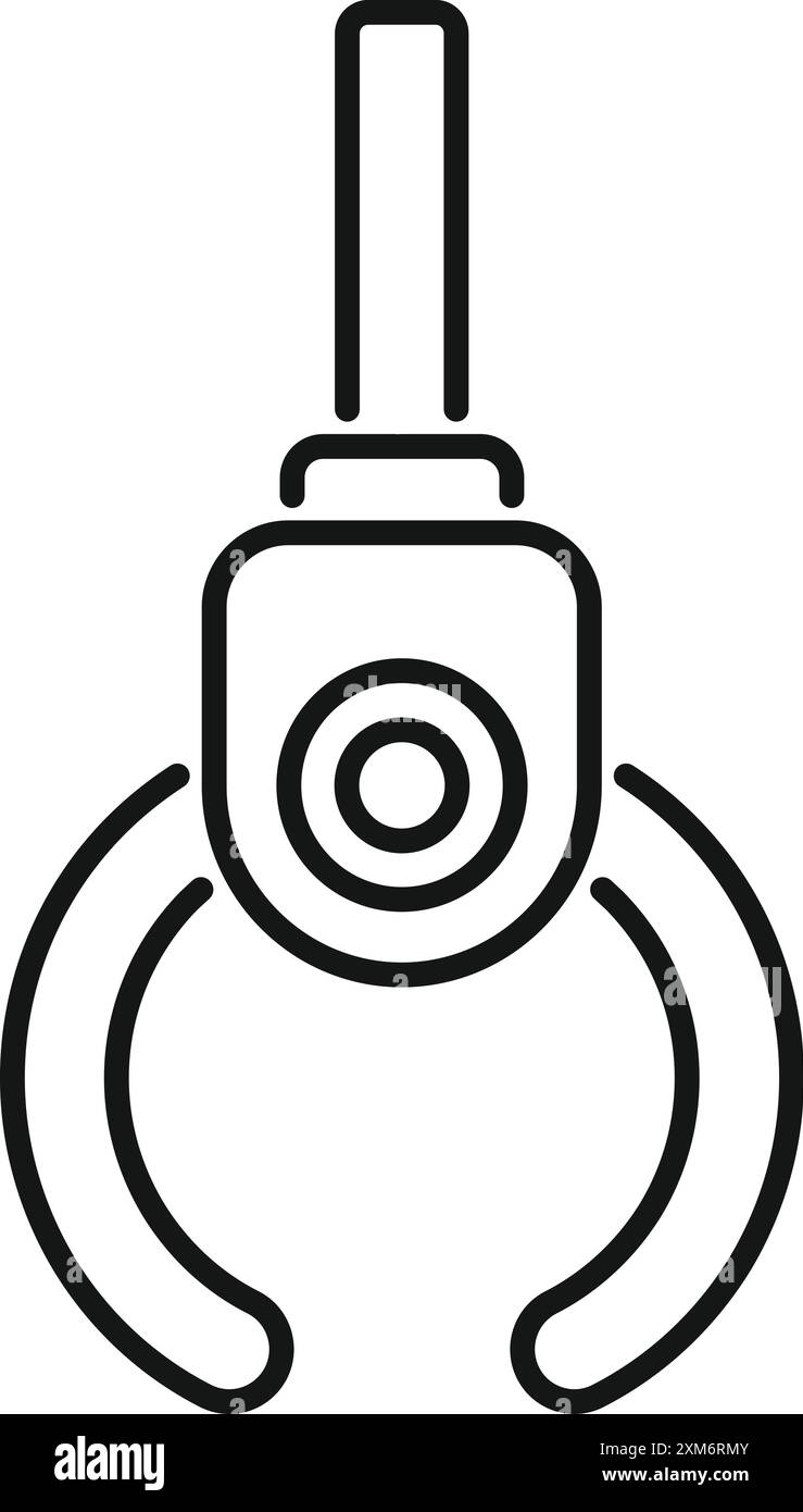 Robotic arm gripper holding an object icon in outline style isolated on ...