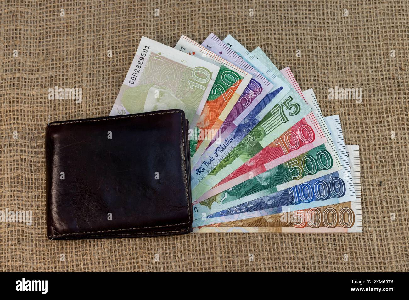 Pakistani rupees notes with purse. Money Control Concept Stock Photo ...
