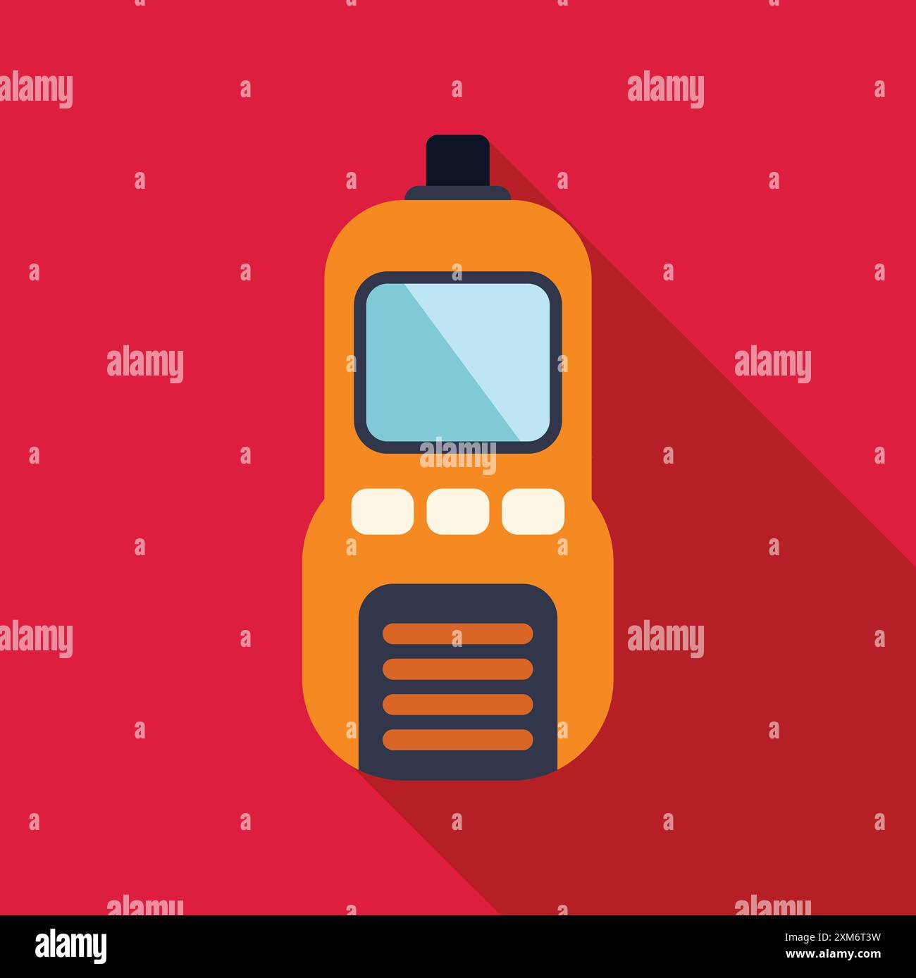 Orange two way radio with antenna extending upward, symbolizing ...