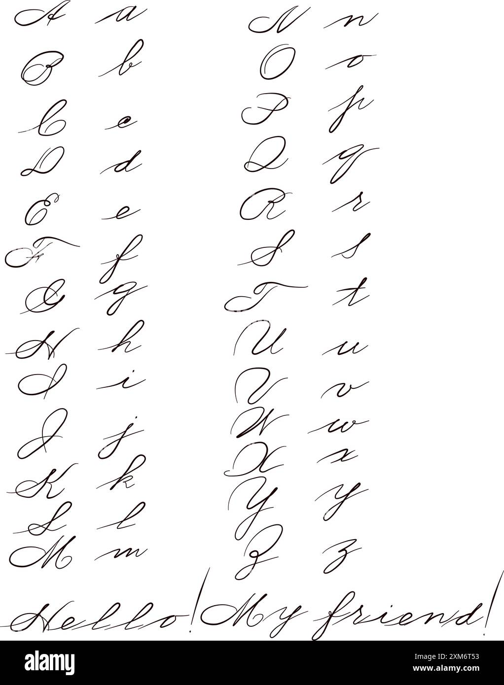 Hand lettering alphabet design script font Brush Font Type Font lettering handwritten Stock ...