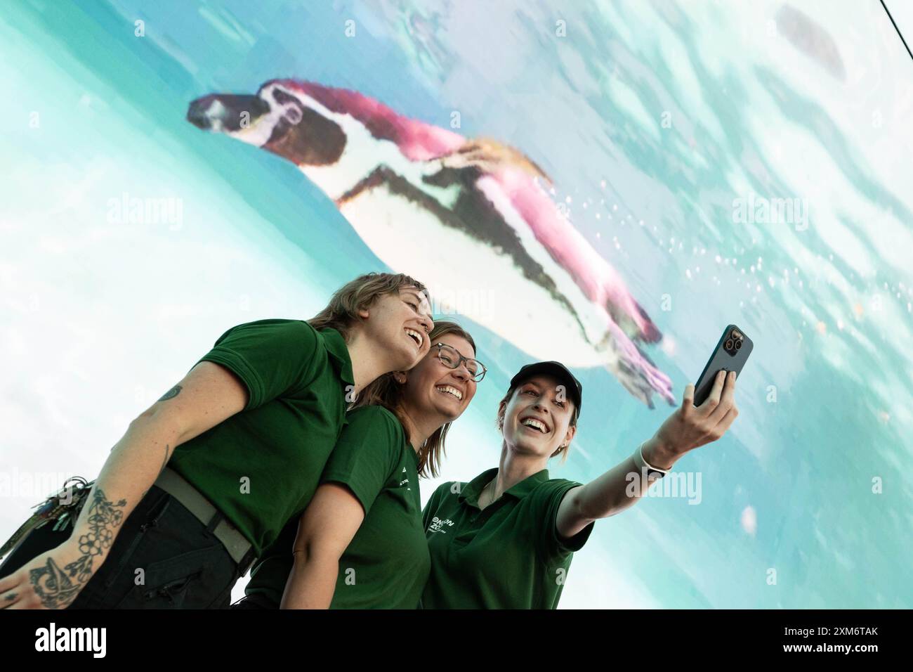EDITORIAL USE ONLY Zoo Keepers Jessica Ray, Jessica Fryer and Shannon ...