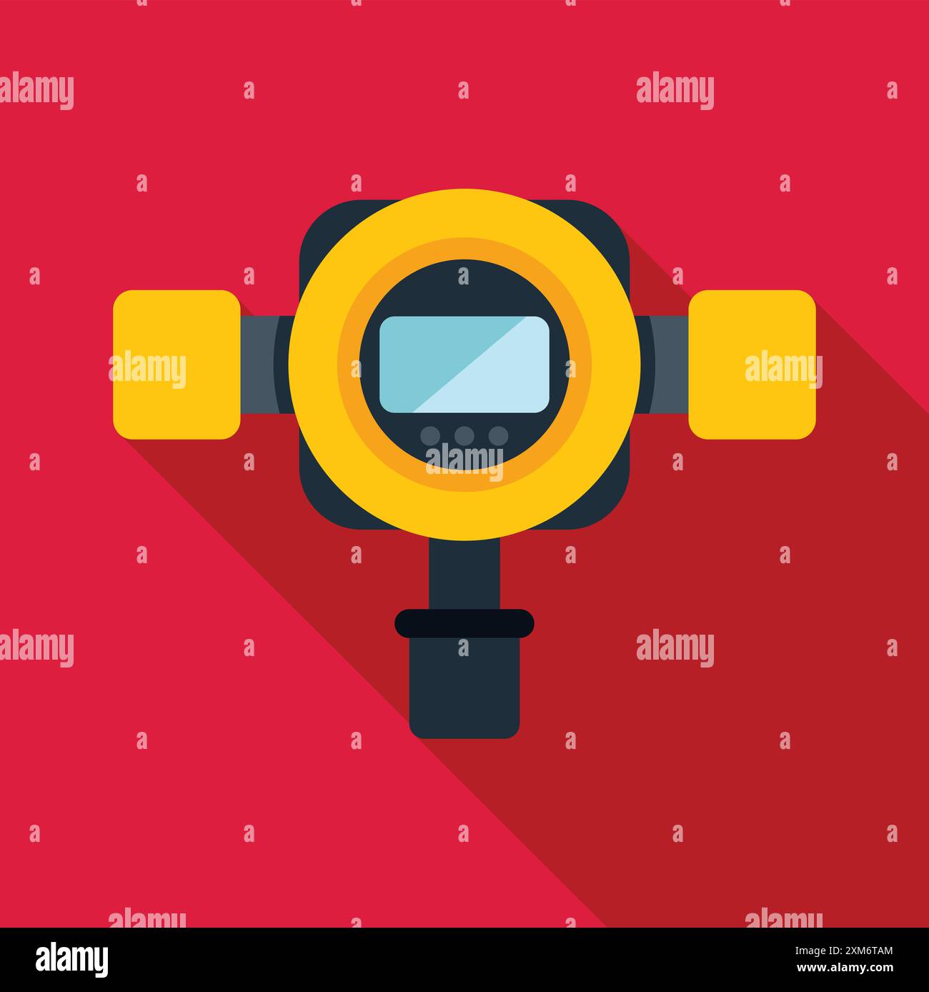 Illustration of a yellow water meter with a digital display, measuring ...