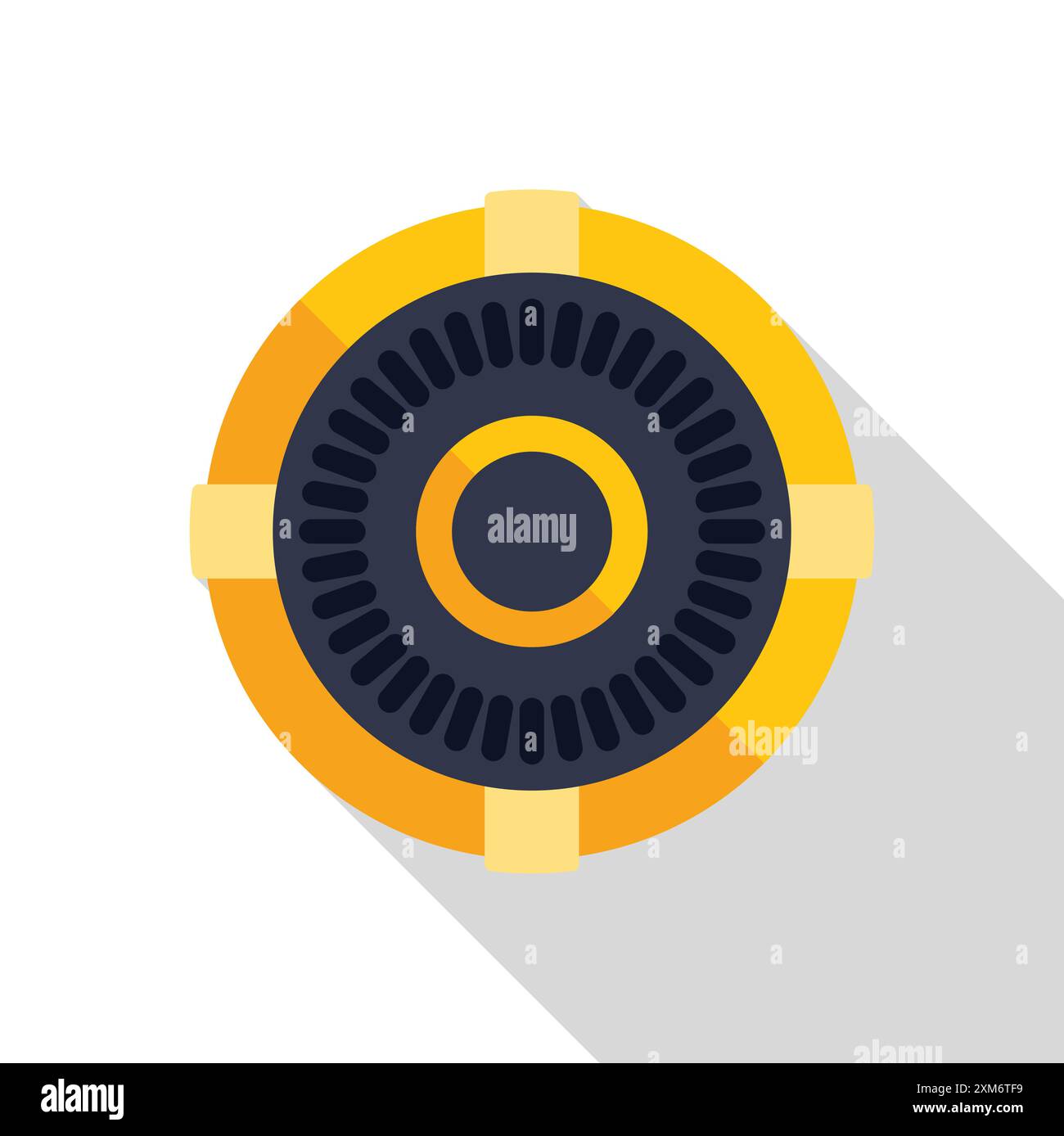 Round electric engine motor is operating on white background Stock ...