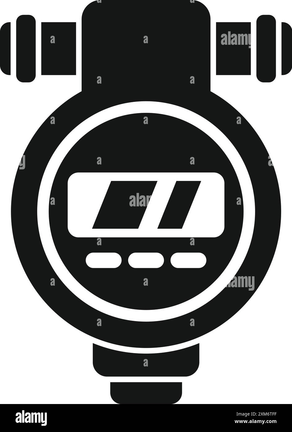 Black icon of a water meter measuring water consumption with a digital ...