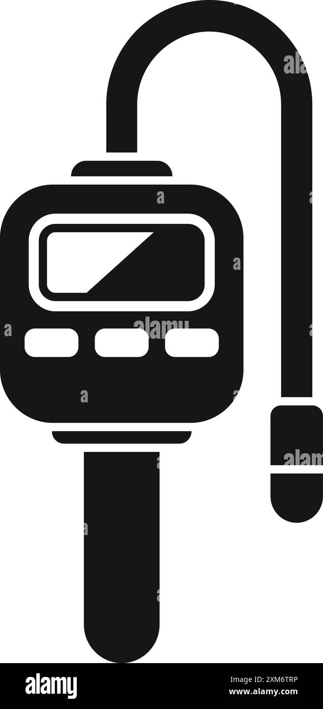Black glyph icon for a digital soil moisture meter, a measuring ...