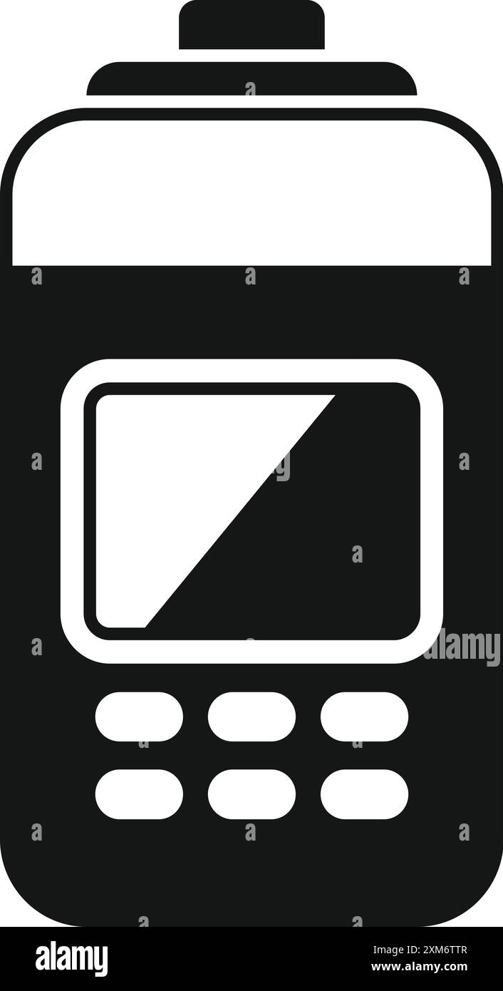 Black and white icon of a device with a screen and buttons, suggesting ...