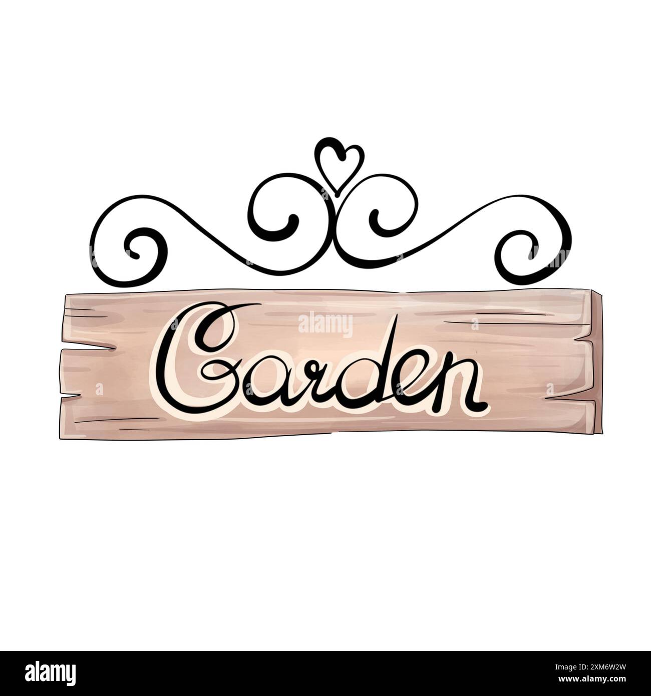 Watercolor garden signpost of romantic style, isolated Springtime art ...