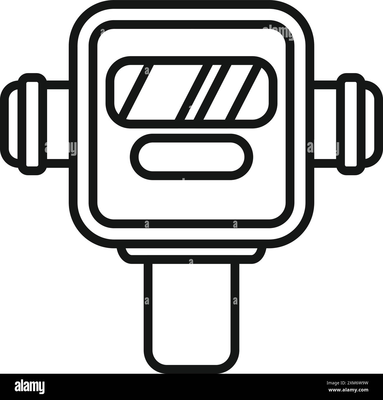 Line drawing of a water meter measuring device showing water ...