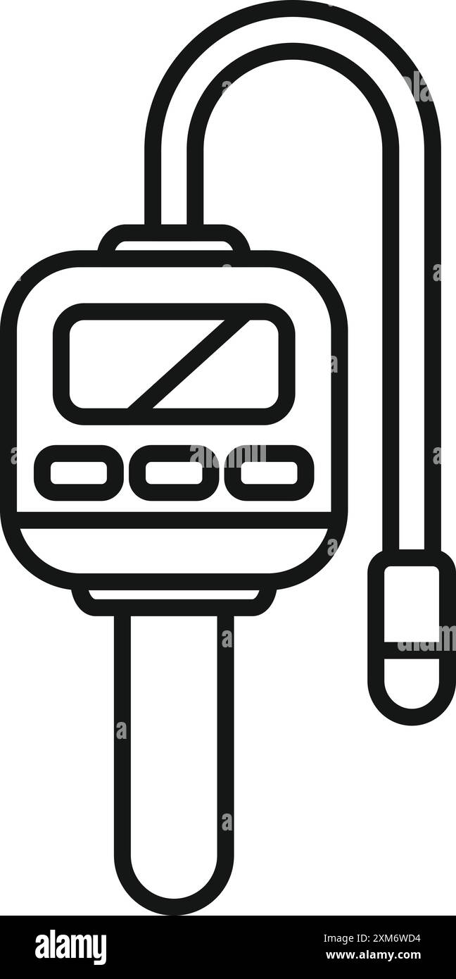 Digital gas detector measuring instrument showing methane level, line ...