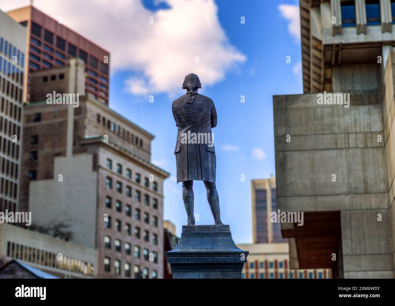 Boston, Massachusetts, USA - March 16, 2024: The Samuel Adams statue on ...
